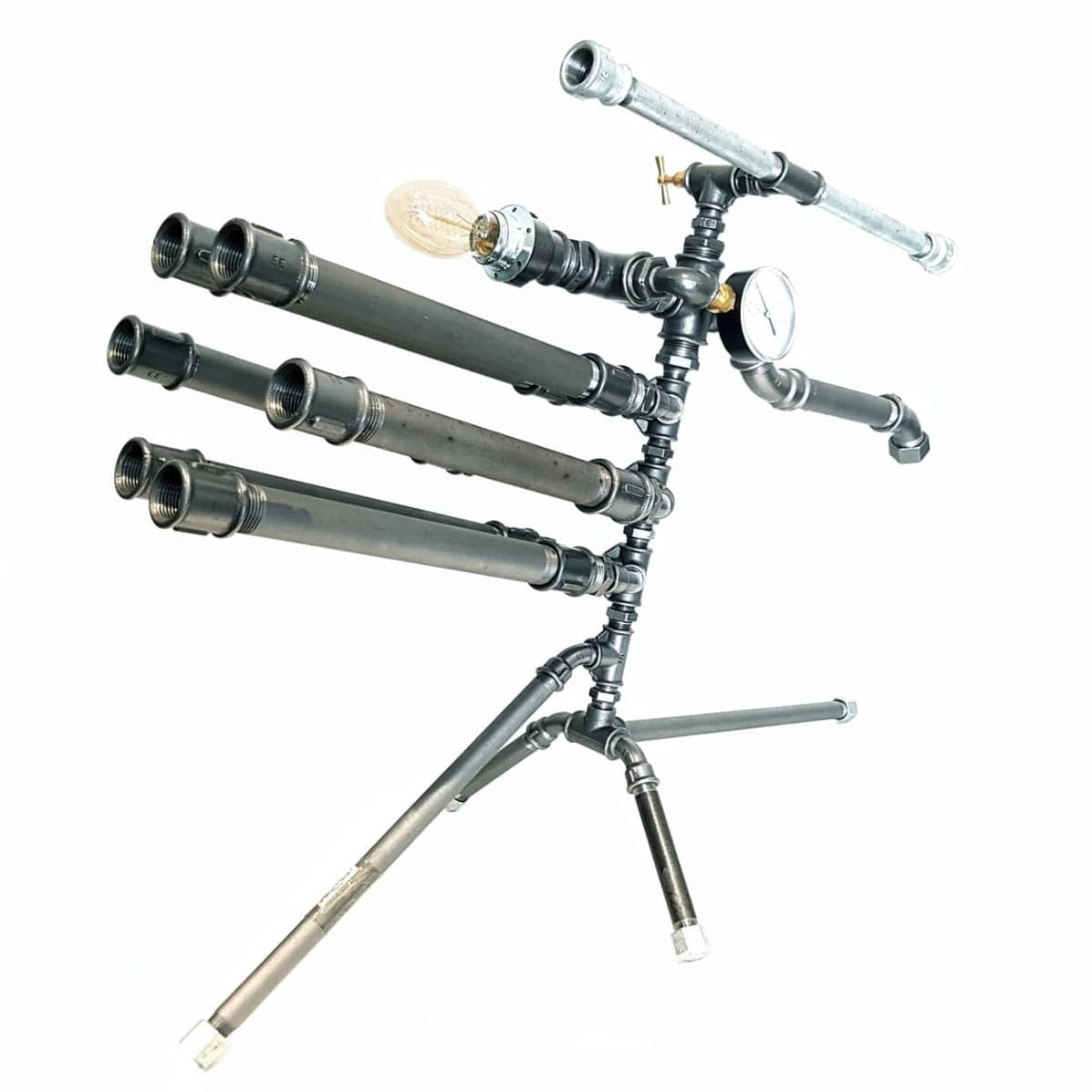 Decorative object JOHN machine gun lamp structure in black cast iron ...