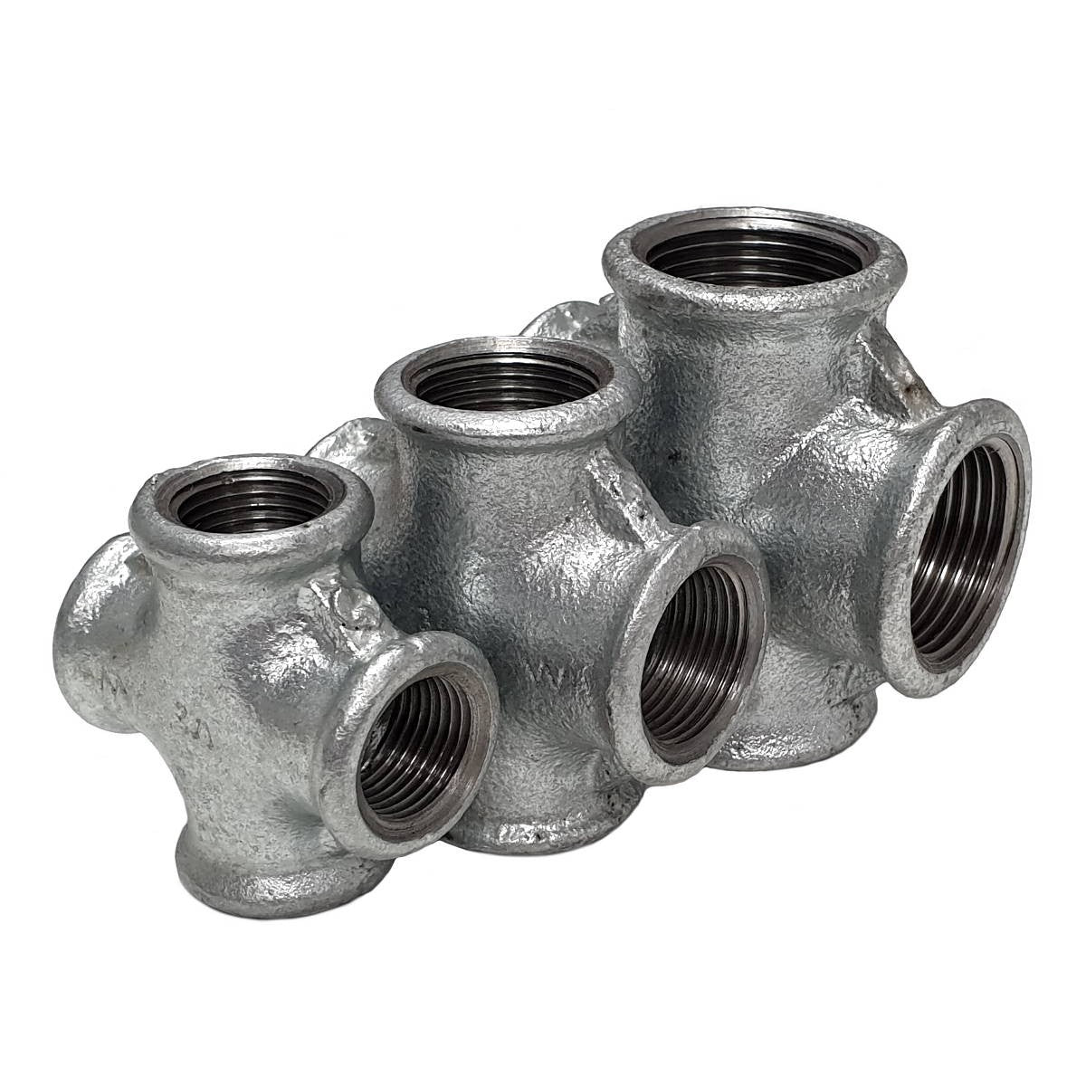 Galvanized steel fitting Cross equal Fem/Fem/Fem/Fem — styleindus