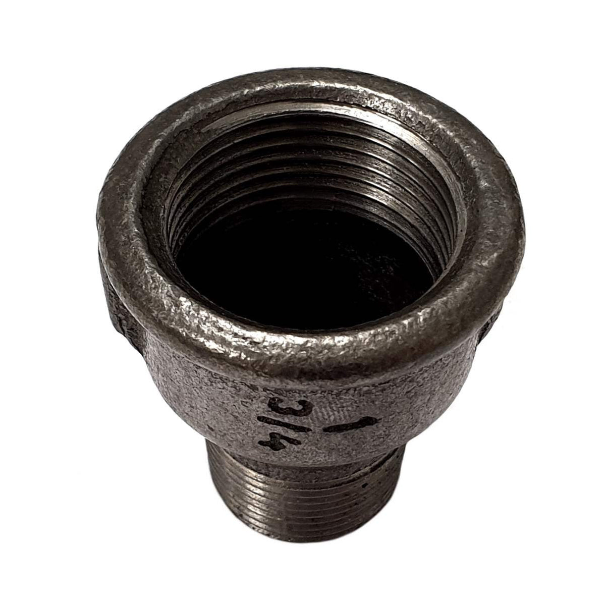 Male/female reduced nipple black cast iron fitting for decorative ...